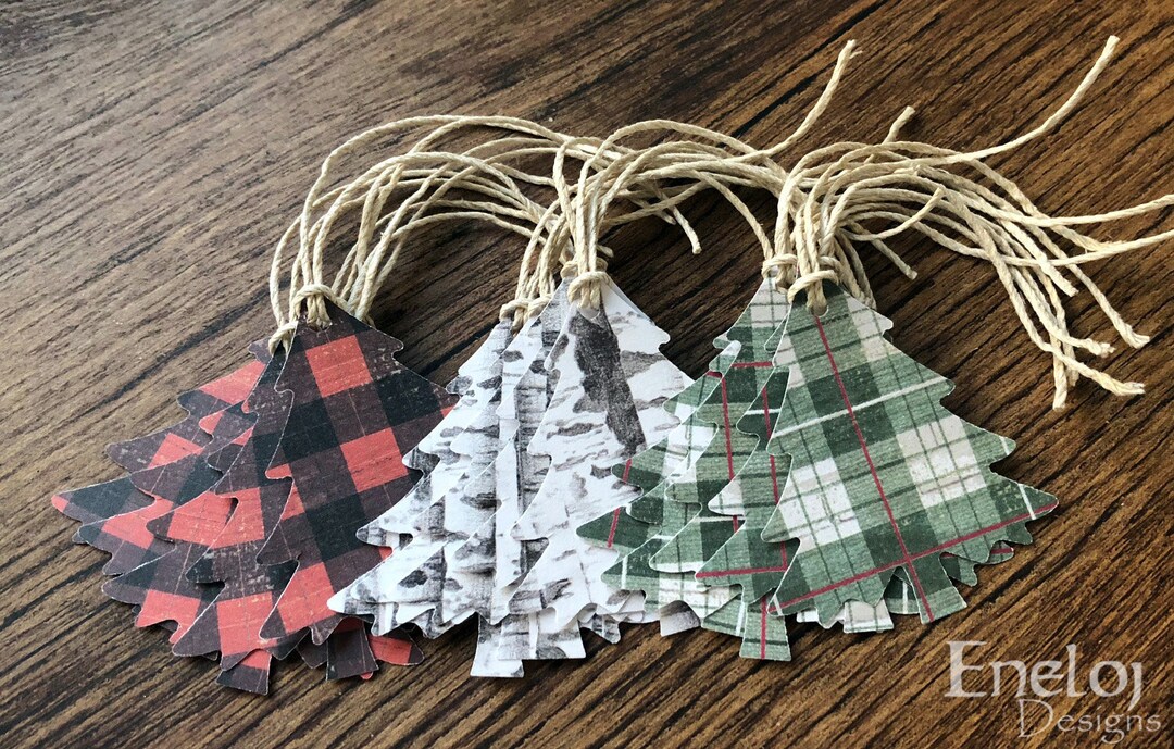 Christmas Tree Gift Tags / Die Cut Christmas Gift Tags With String ...