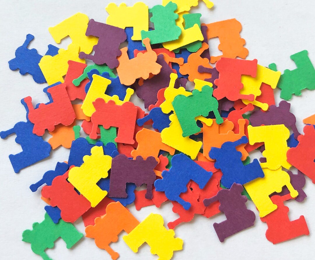 Train Confetti / Child Birthday Party Table Decor / Primary Color Theme ...