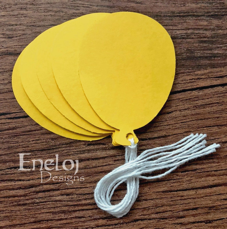 Neon Balloon Gift Tags With String / Handmade Die Cut Birthday Gift ...