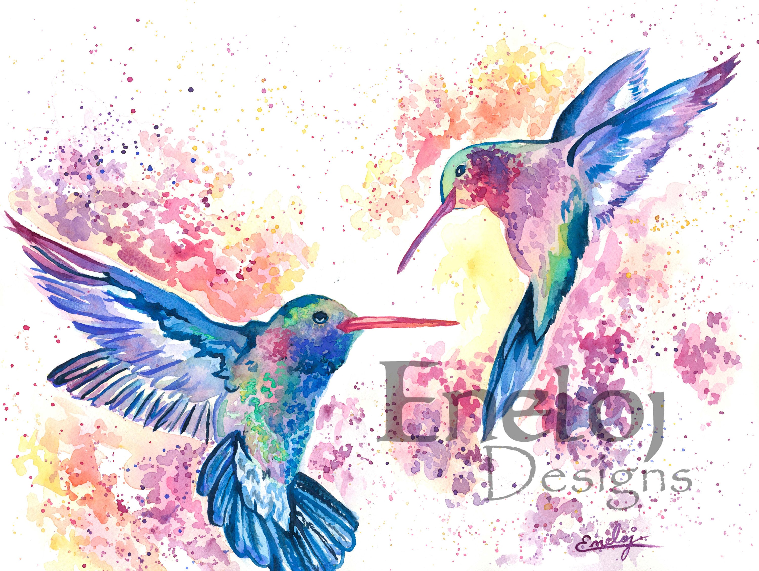Hummingbird Watercolor Painting / Original Hummingbird Print / - Etsy