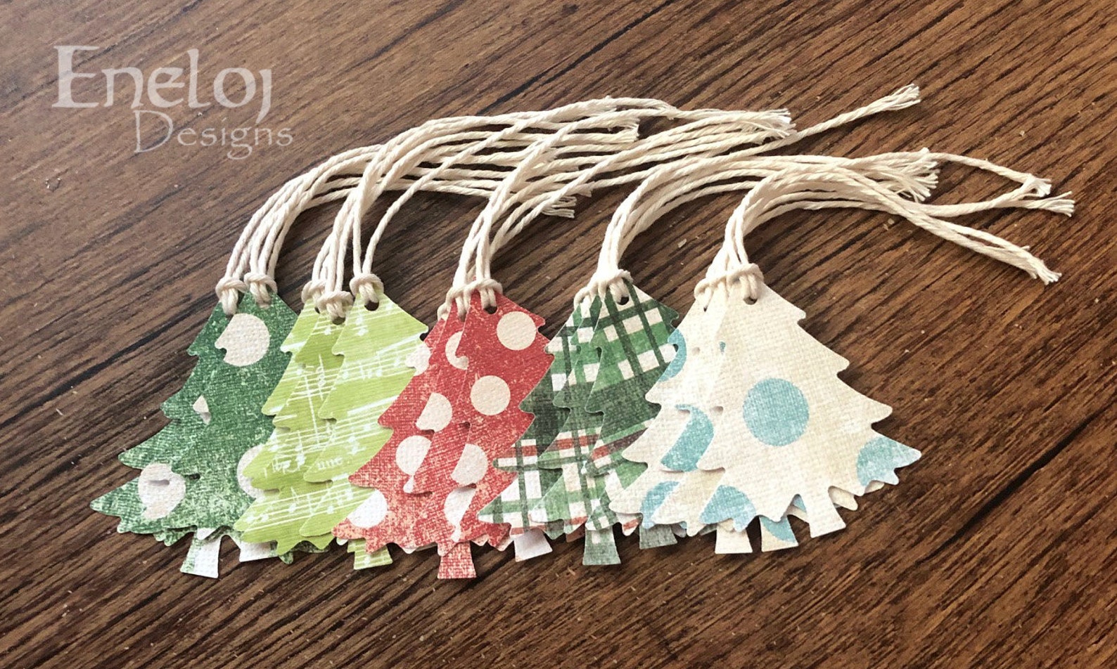 Christmas Tree Gift Tags / Handmade Holiday Tree Gift Tags With String ...