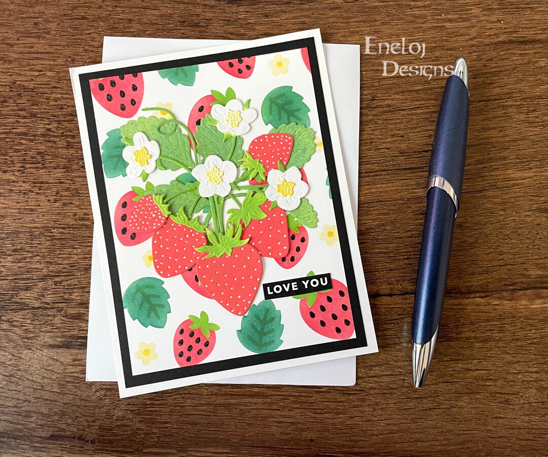 Strawberries Card / Valentine's Day Card / I Love You Handmade Cards ...