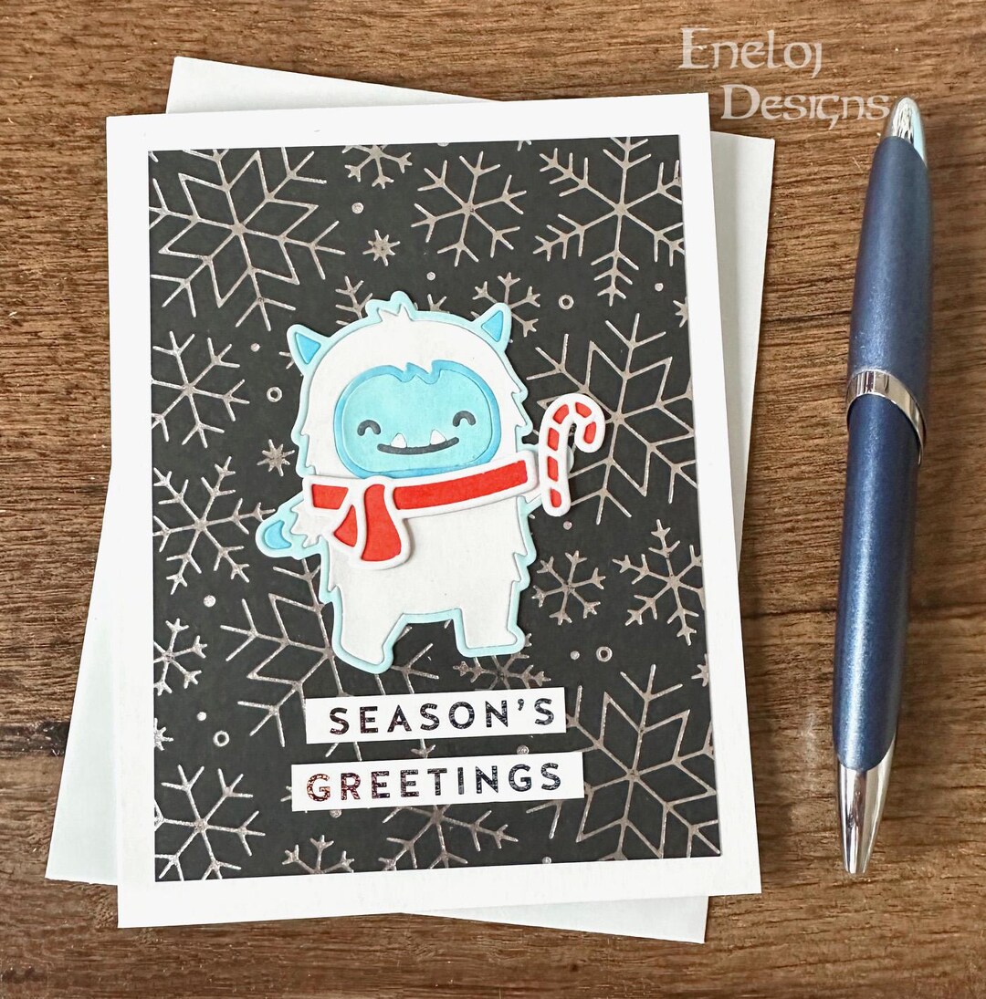 Holiday Yeti Card / Yeti Christmas Cards / Winter Stationery / Handmade ...