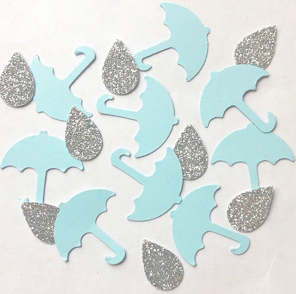 Blue Umbrella Confetti / Baby Shower Rain Confetti / Baby Boy - Etsy