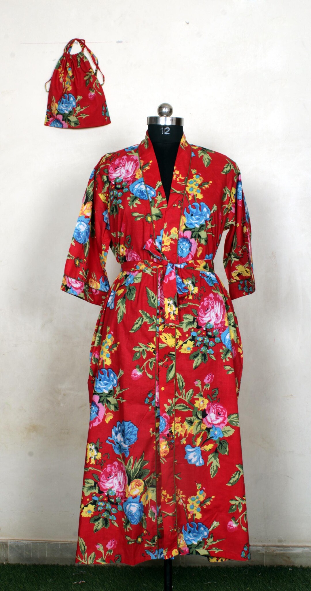 Indian Handmaid Cotton Kimono , Woman Style Dress, Summer Robe Bride ...