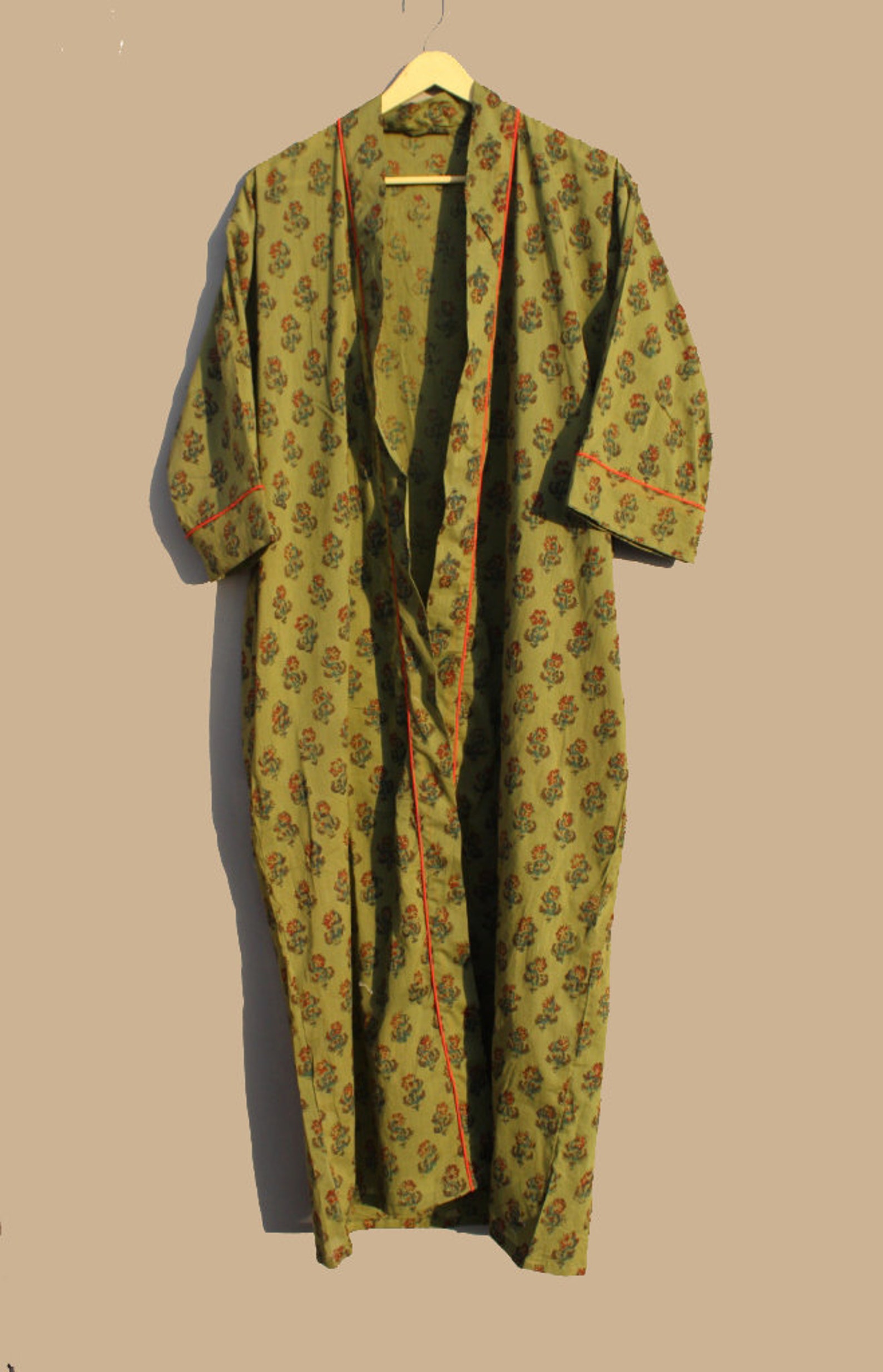 Block Printed Cotton Kimono, Cotton Robes, Kimono Dress, Beautiful ...