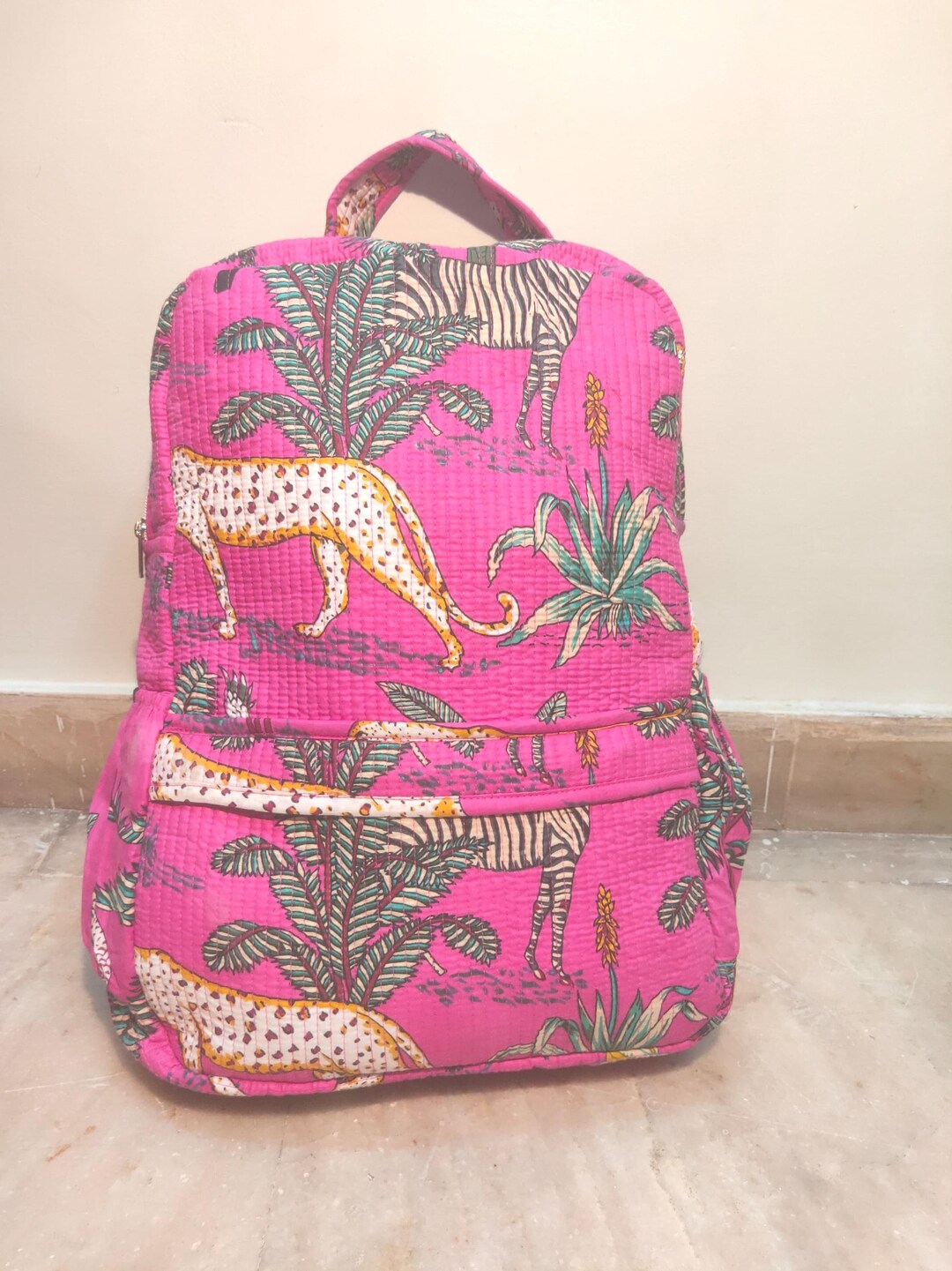 Handmade Cotton Tiger Print Backpack Stylish School Bag - Etsy