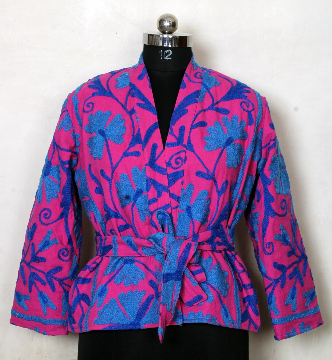 Indian New Cotton Printed Jacket , Hand Embroidered Coat, Quilted ...