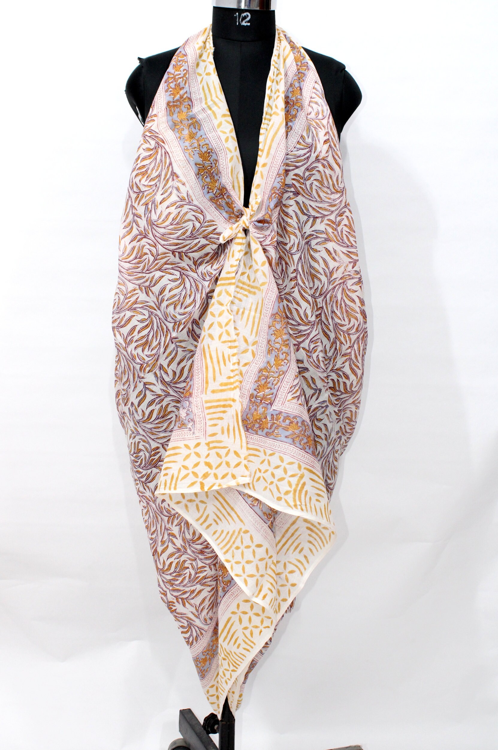 Floral Print Sarong Hand Block Print Cotton Sarong Pareo For Etsy