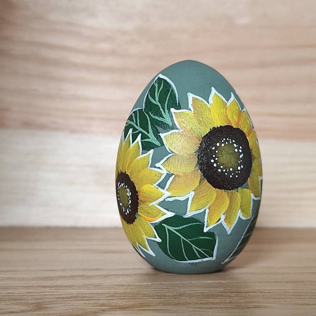 Easter Egg With Sunflowers 2.5 In, Personalized Easter Gift, Hand ...