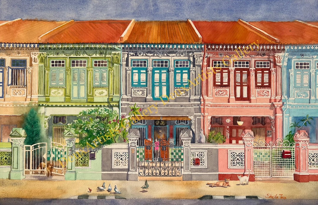 Peranakan Houses Watercolor Giclee Print: Singapore Heritage Art - Etsy