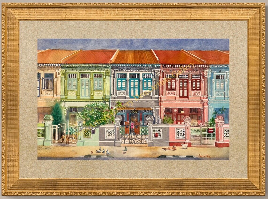Peranakan Houses Watercolor Giclee Print: Singapore Heritage Art - Etsy
