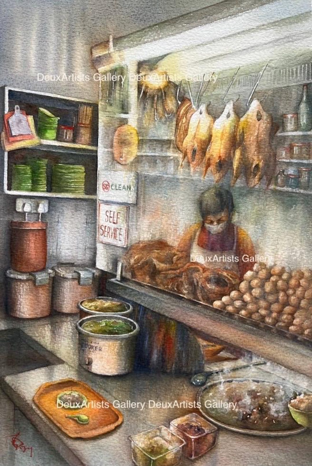 Hawker Stall, Singapore. A Traditional Kway Chap Stall. Giclee Print ...