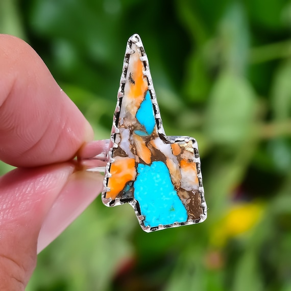 Lightning Bolt Turquoise Ringspiny Oyster Turquoisestatement | Etsy