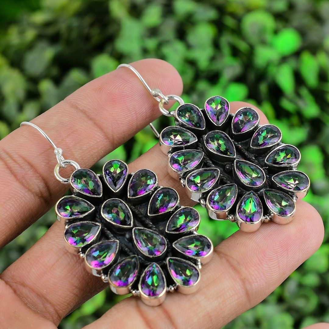 Mystic Topaz Top Quality Gemstone Earring 925-sterling Silver - Etsy