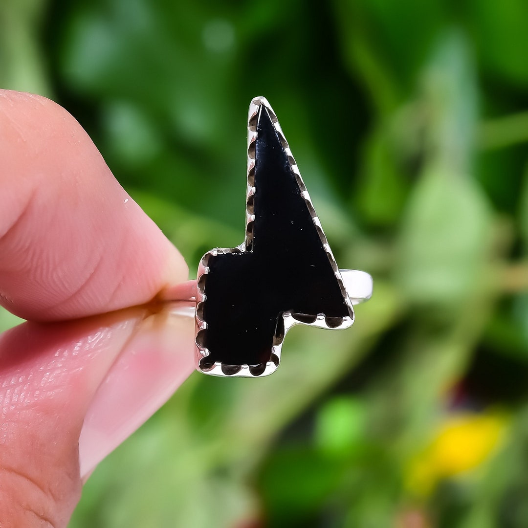 Handmade Lightning Bolt Ring: Black Onyx, Sterling Silver - Etsy