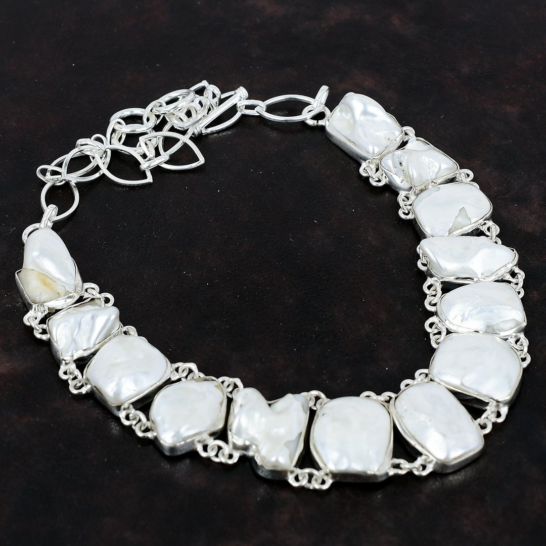 Blister Pearl Gemstone Silver Necklace Natural Freshwater Pearl