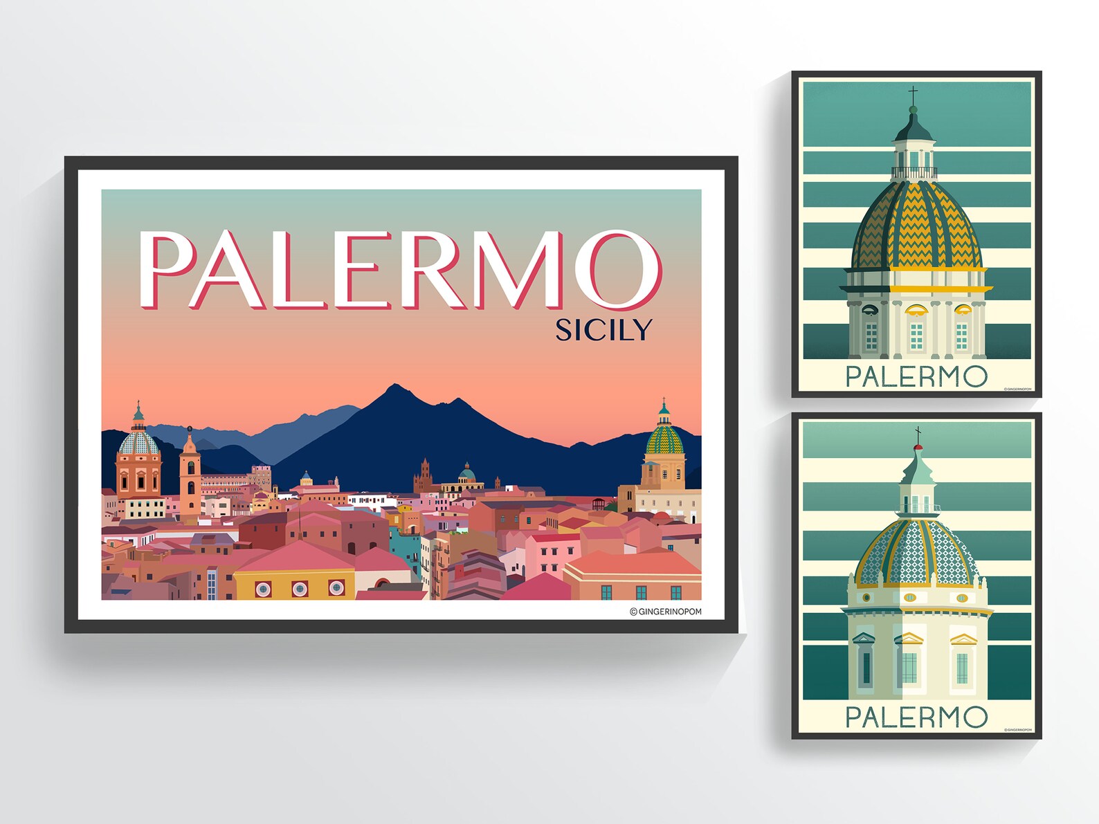 Palermo - Sicily - Italy Vintage Retro Travel Poster Prints A0, A1, A2 ...