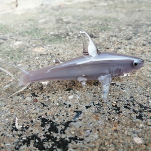 Glass Shark Figurine, Blown Glass Shark, Miniature Shark, Murano Shark ...