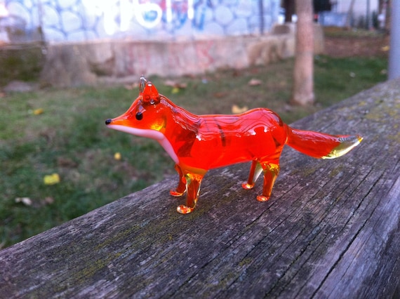 Glass Fox Figurine Hand Blown Glass Fox Miniature Fox - Etsy