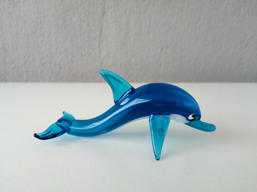 Glass Dolphin, Hand Blown Glass Dolphin Figurine, Dolphin Ornament ...