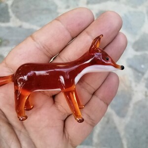 Glass Fox Figurine, Hand Blown Glass Fox, Miniature Fox, Murano Fox ...