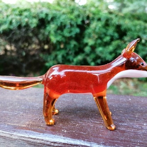 Glass Fox Figurine, Hand Blown Glass Fox, Miniature Fox, Murano Fox ...
