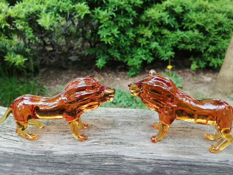 Glass Lion Hand Blown Glass Lion Figurine Art Glass Lion - Etsy