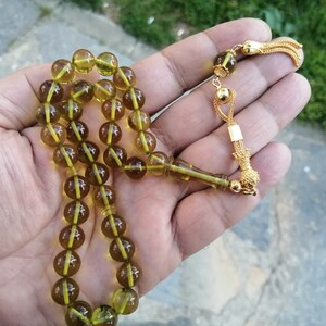 Amber Tasbih, Bakelite Amber Islamic Rosary, Bakelite Amber 33 Beads ...