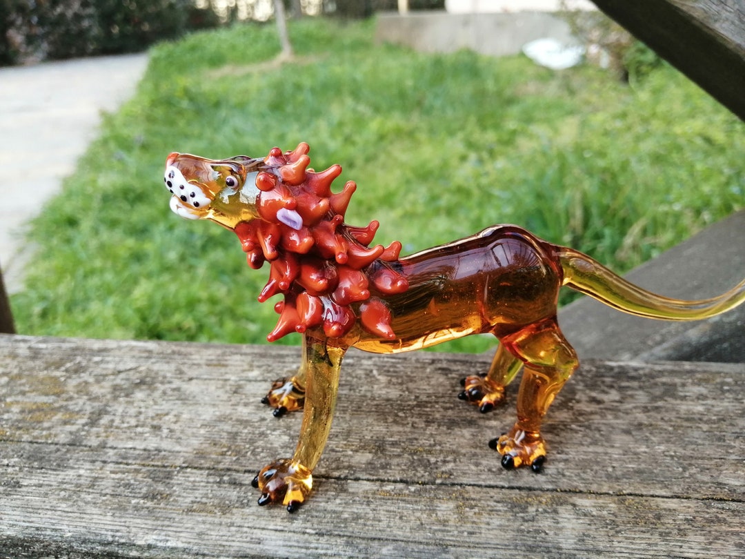 Glass Lion, Hand Blown Glass Lion Figurine, Art Glass Lion, Murano ...