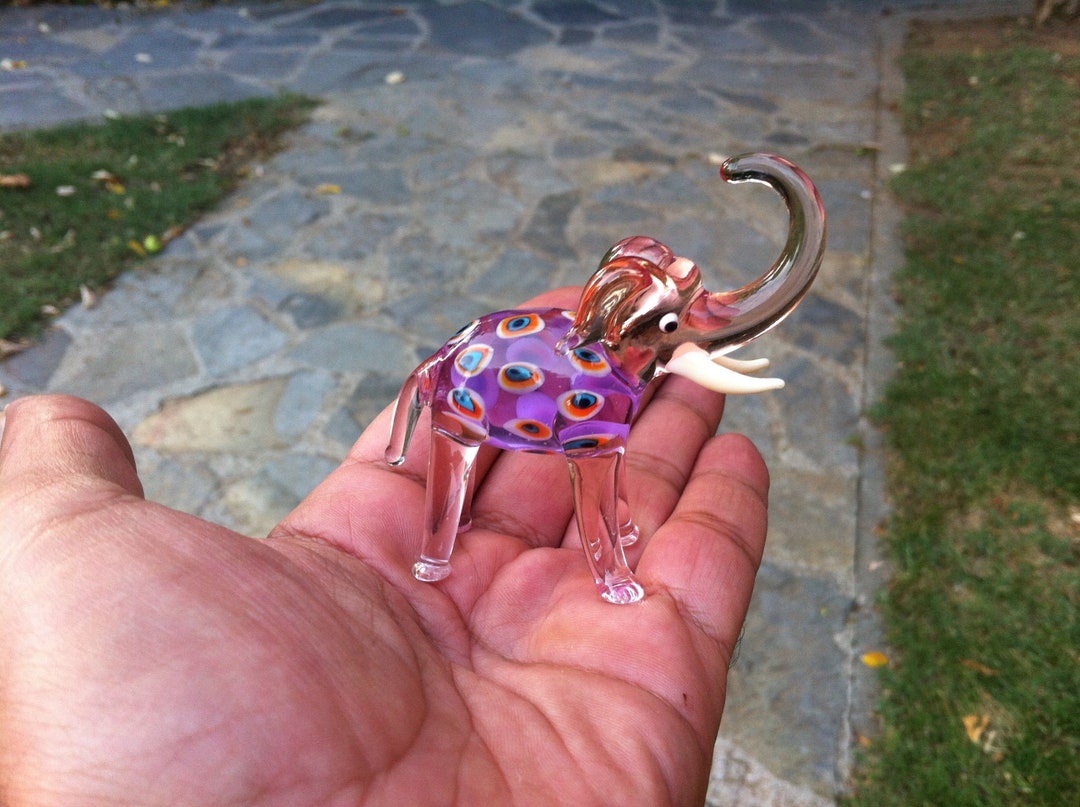 Blown Glass Elephant Figurine, Glass Elephant, Elephant Sculpture ...