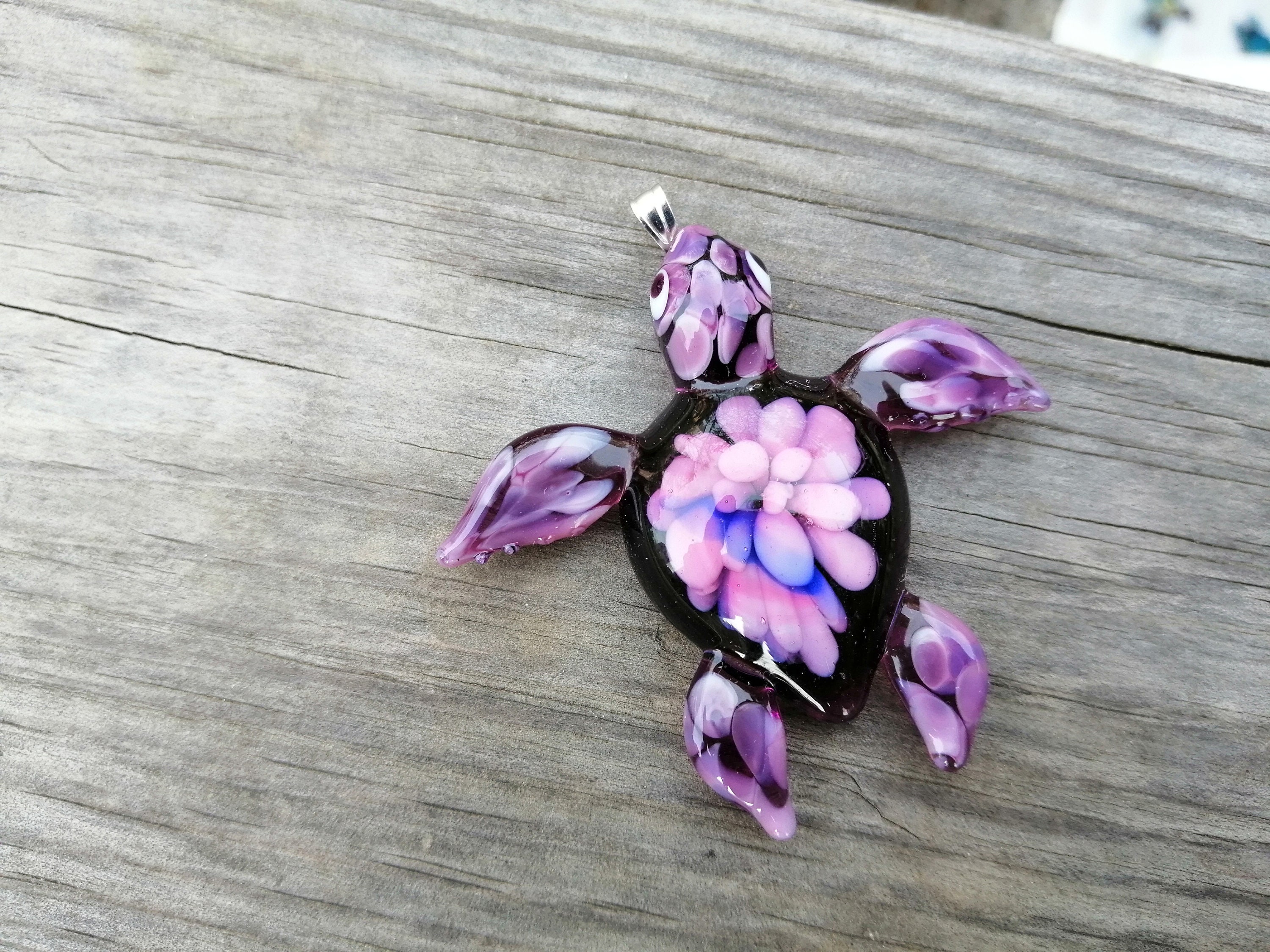 Glass Sea Turtle Pendant Sea Turtle Jewelry Glass Sea - Etsy