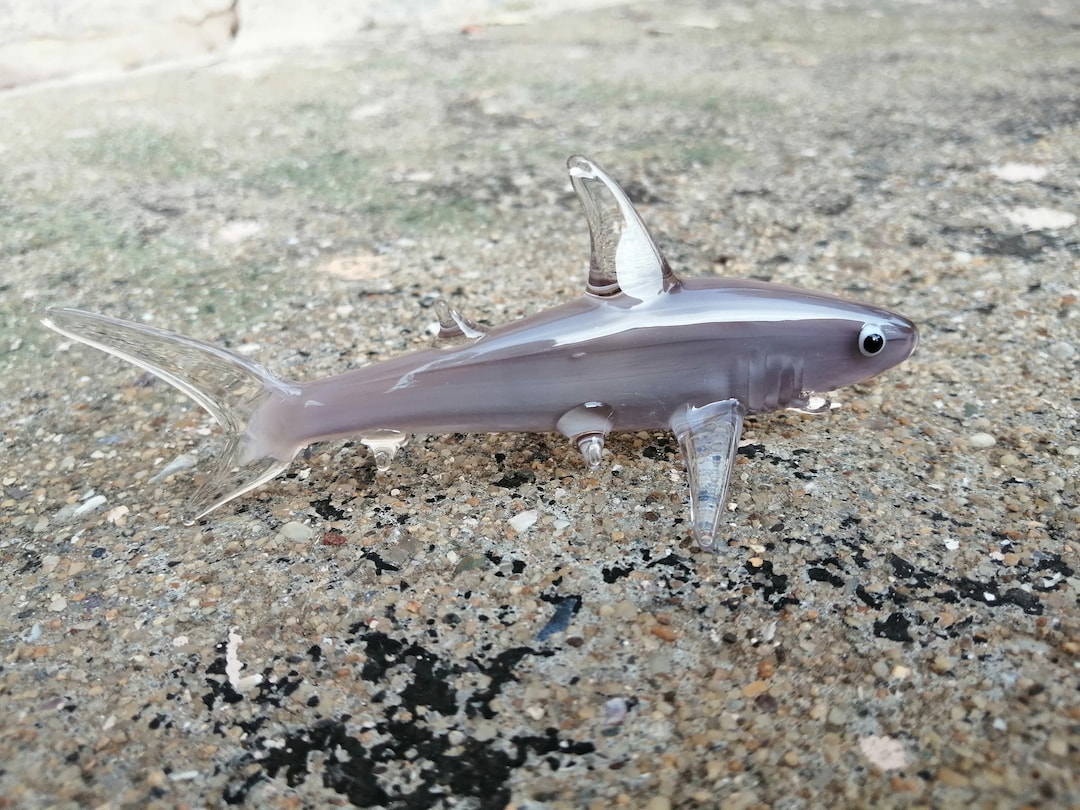 Glass Shark Figurine, Blown Glass Shark, Miniature Shark, Murano Shark ...