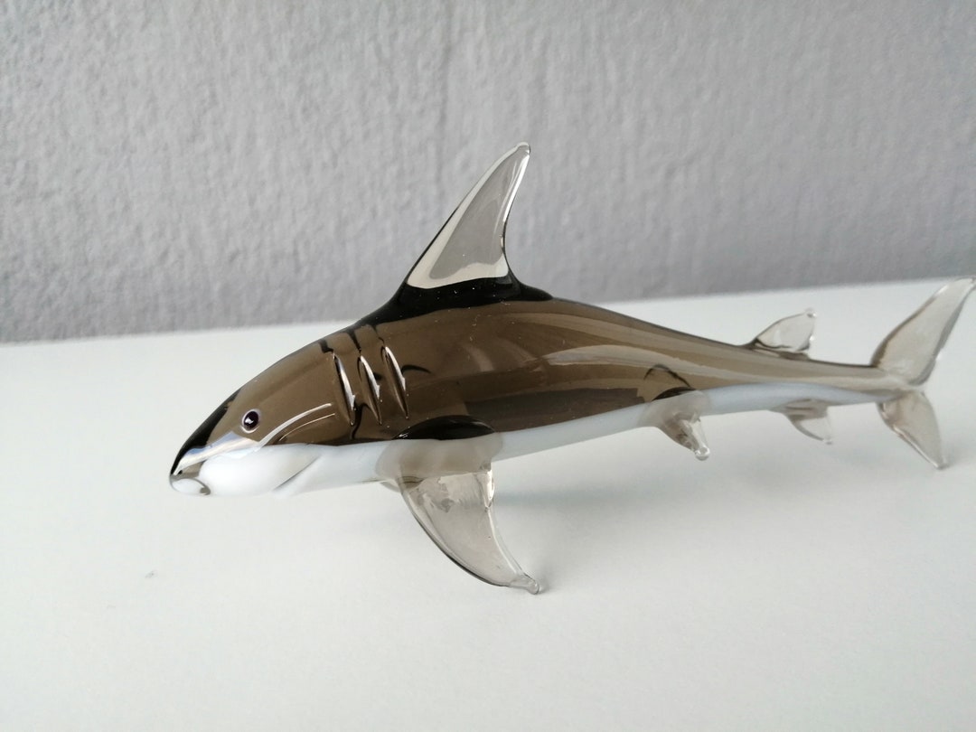 Glass Shark Figurine, Blown Glass Shark, Miniature Shark, Murano Shark ...