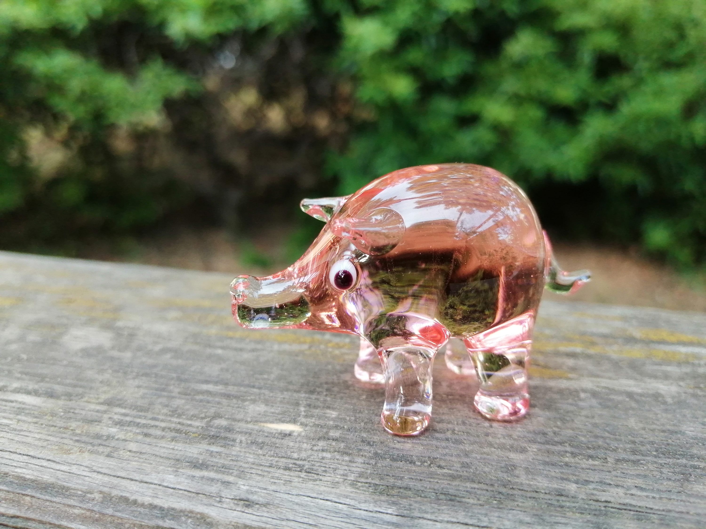 Glass Pig Hand Blown Glass Pig Figurine Pig Ornament Art - Etsy
