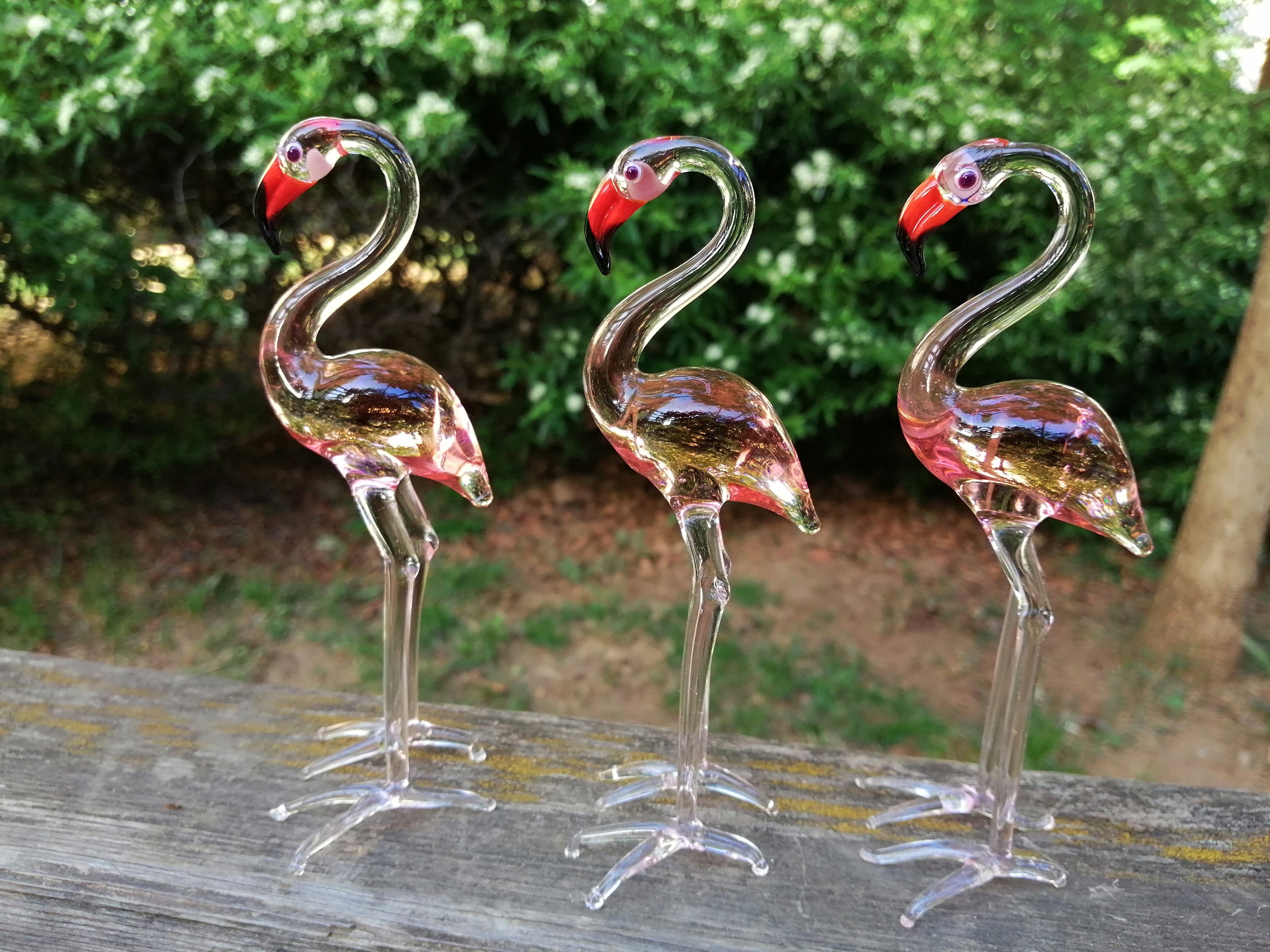 Glass Flamingo, Hand Blown Glass Bird Figurine, Glass Flamingo Ornament ...
