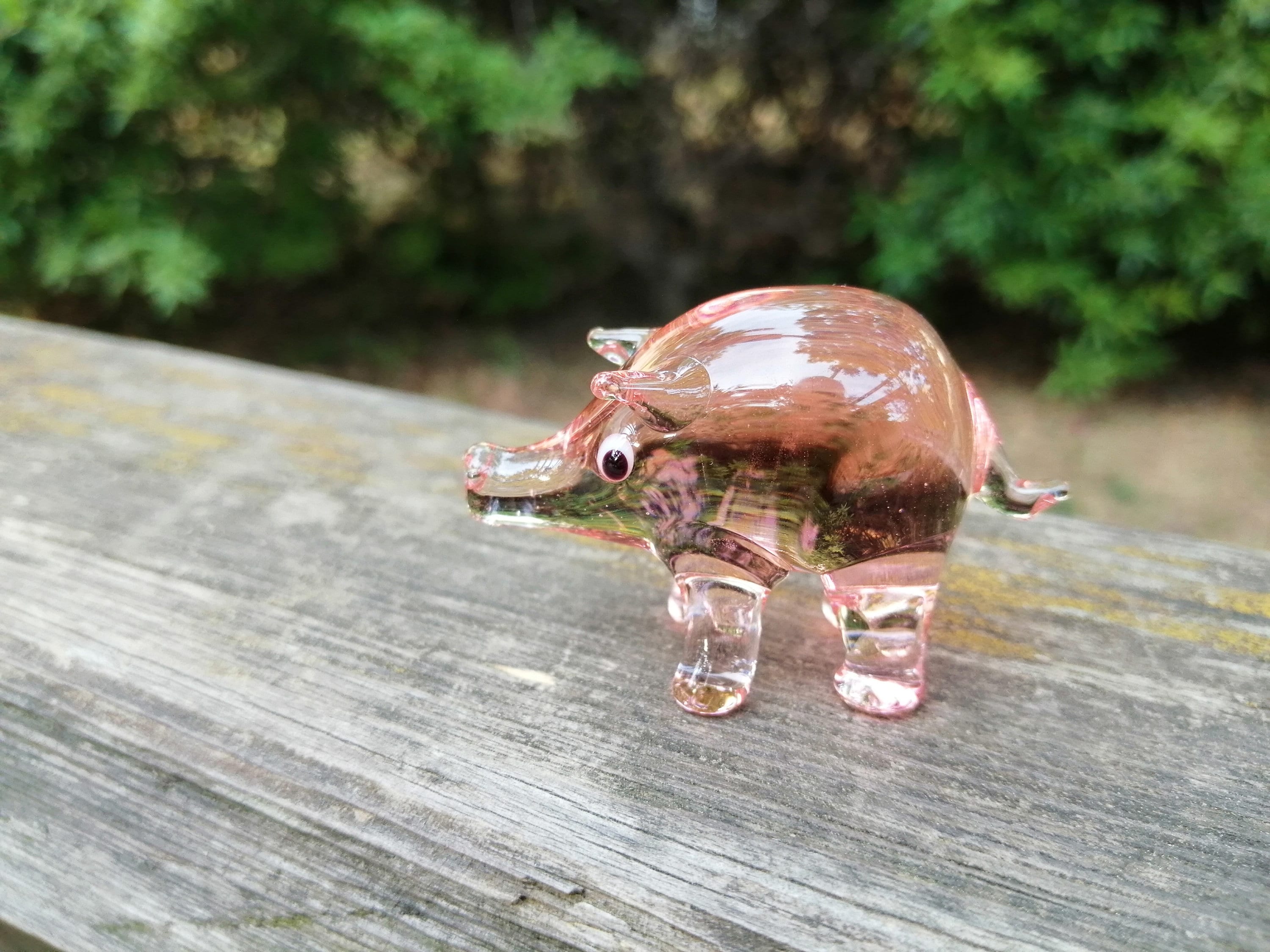 Glass Pig Hand Blown Glass Pig Figurine Pig Ornament Art - Etsy