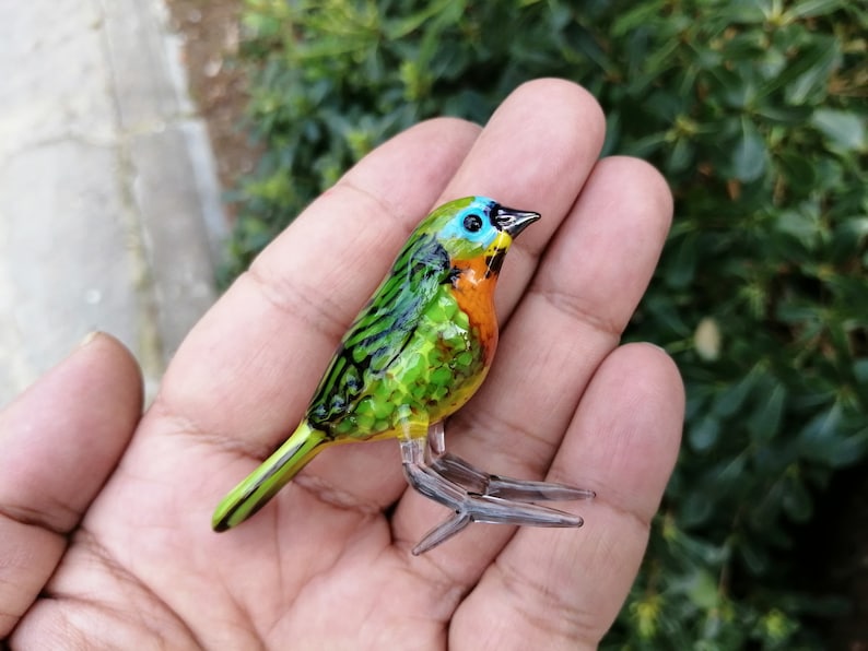 Glass Bird, Hand Blown Glass Bird Figurine, Glass Bird Ornament, Art ...