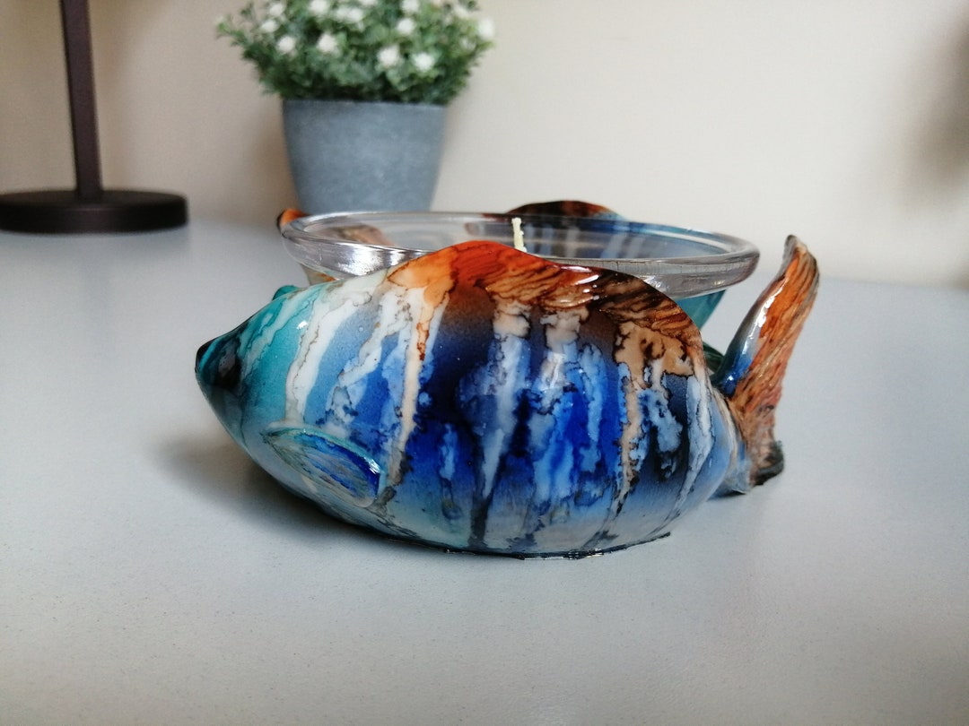 Fish Candle Holder, Hand Painted Candle Holder, Candle Holder Decor ...