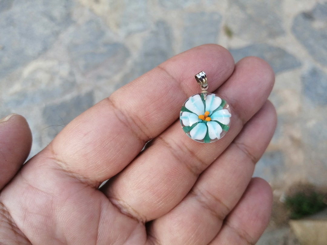 Murano Glass Pendant, Murano Flower Pendant, Art Glass Pendant, Blown ...