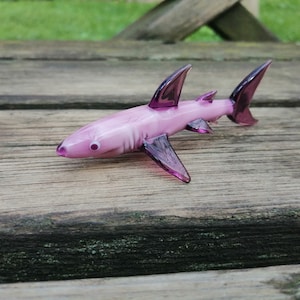 Glass Shark Figurine, Blown Glass Shark, Miniature Shark, Murano Shark ...