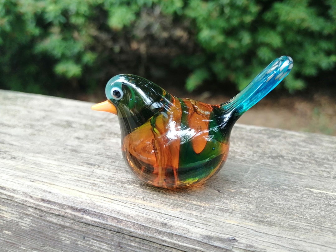 Glass Bird, Hand Blown Glass Bird Figurine, Glass Bird Ornament, Art ...
