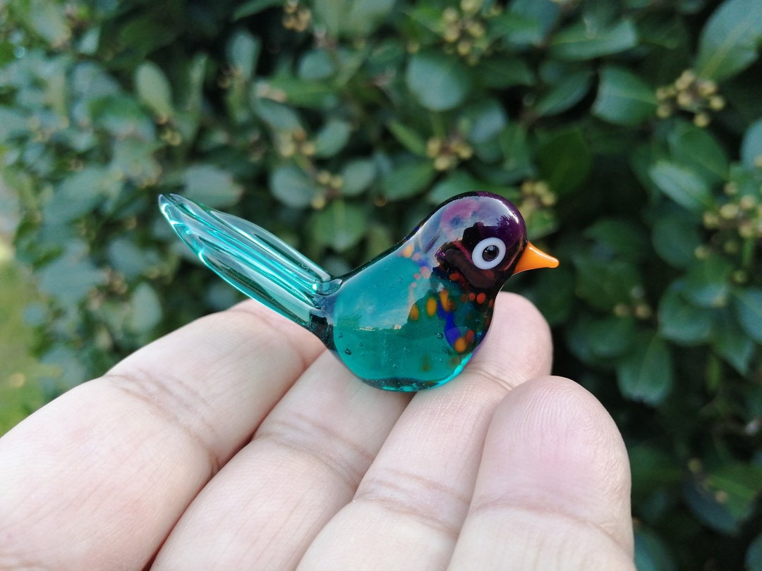 Glass Bird, Hand Blown Glass Bird Figurine, Glass Bird Ornament, Art ...