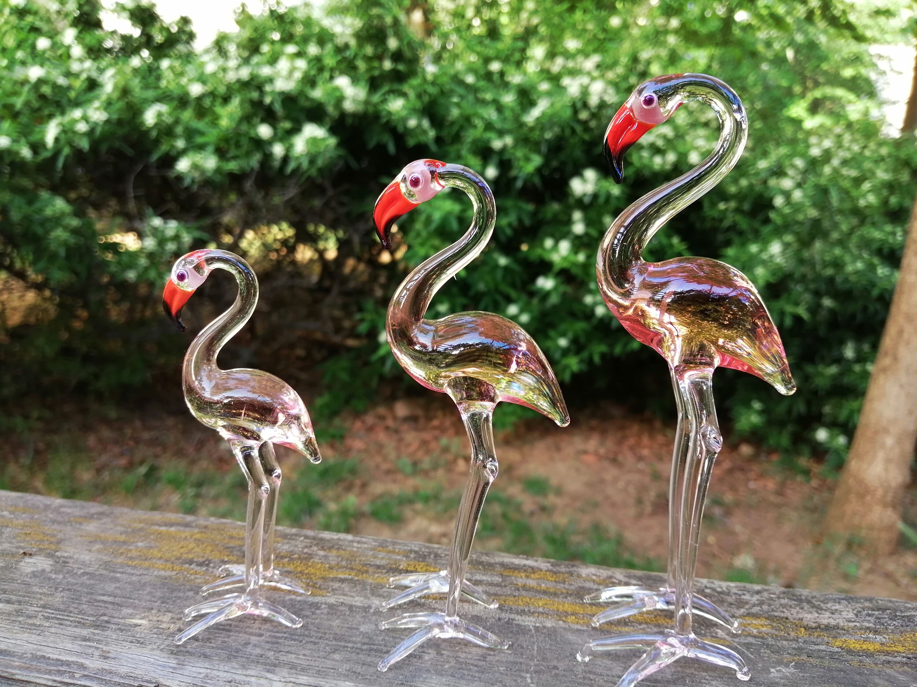 Glass Flamingo Hand Blown Glass Bird Figurine Glass Flamingo Etsy