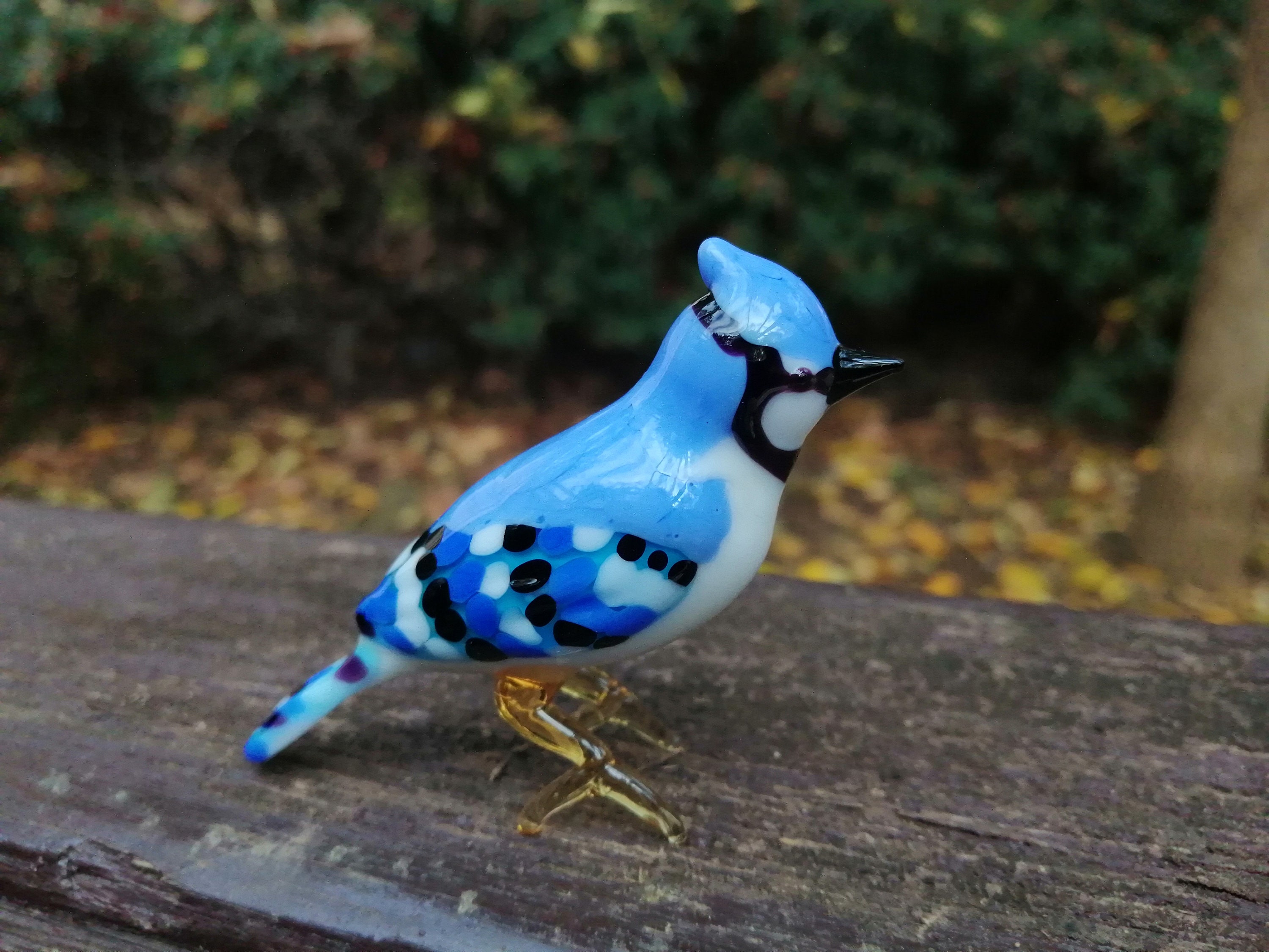 Glass Bird Glass Blue Jay Figurine Glass Blue Jay Ornament - Etsy