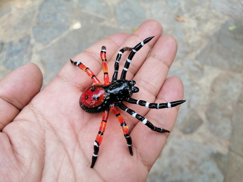 Glass Spider Spider Figurine Spider Ornament Glass Insects Etsy