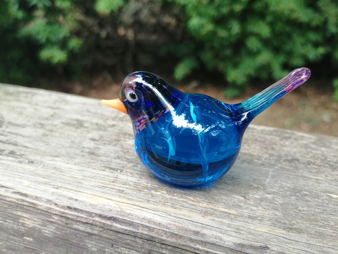 Glass Bird, Hand Blown Glass Bird Figurine, Glass Bird Ornament, Art ...