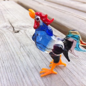 Glass Rooster Figurine - Hand Blown Glass Rooster - Miniature Glass ...