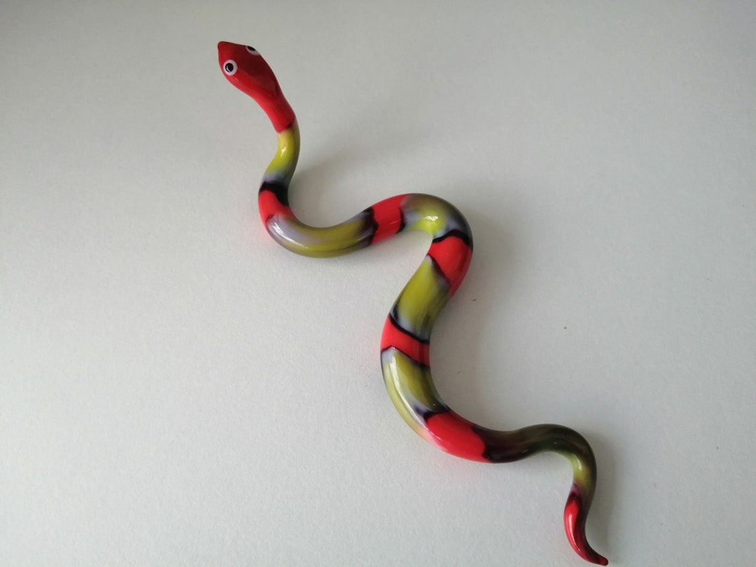 Glass Snake, Hand Blown Snake Figurine, Snake Ornament, Art Glass Snake ...