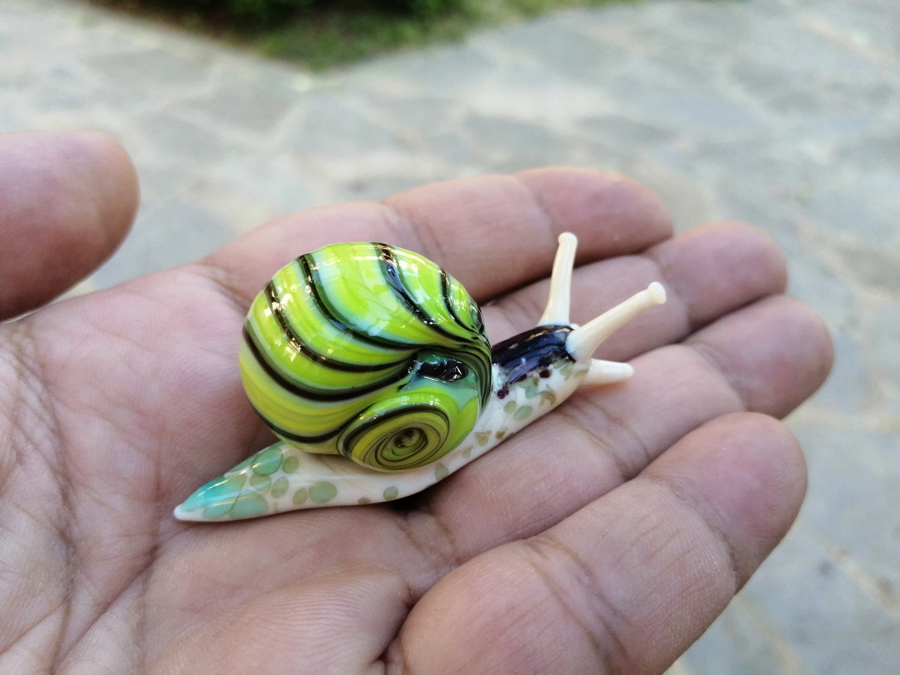 Glass snail glass snail figurine miniature snail glass | Etsy